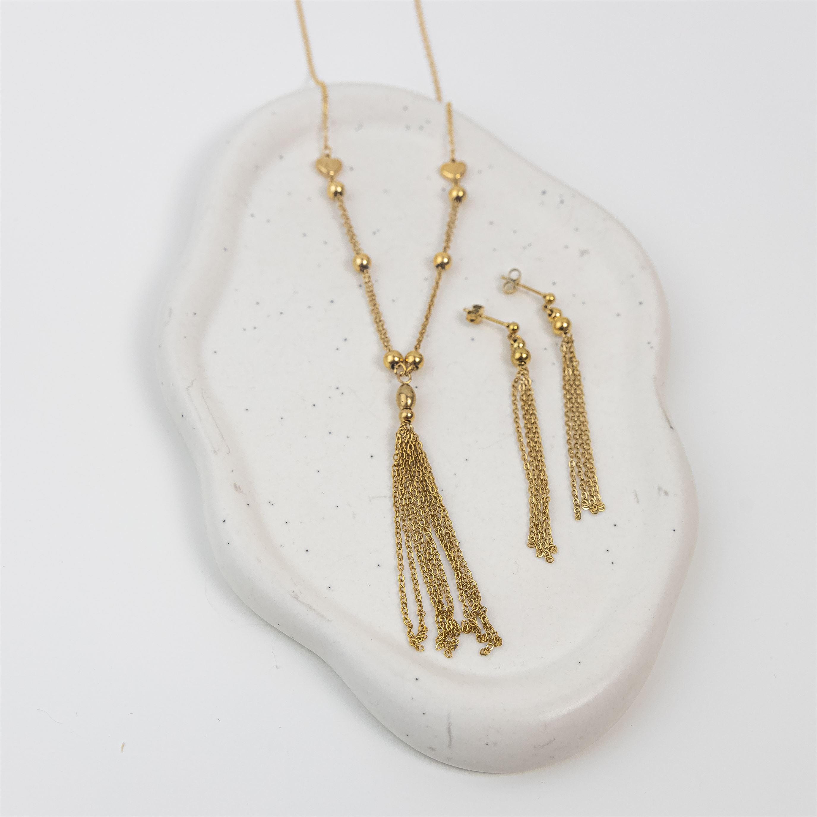 Drop Chains w Beads & Heart Shaped