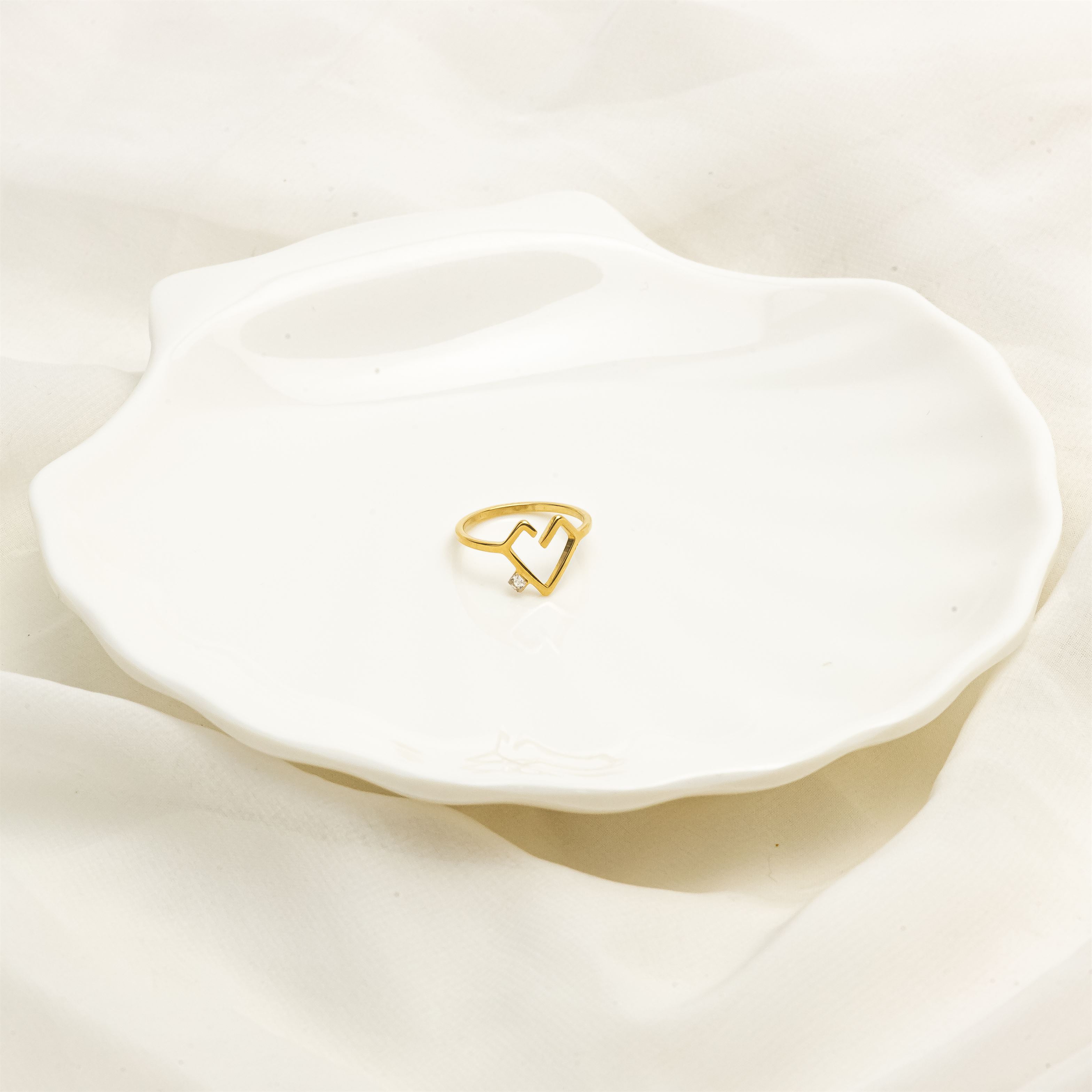 Block Heart Thin Ring