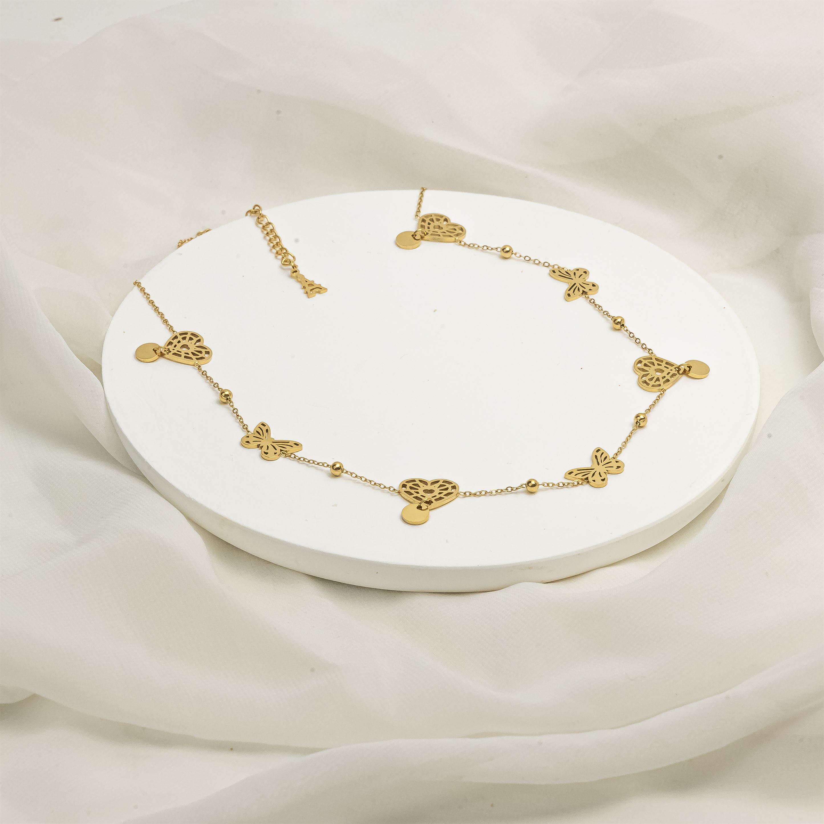 Alt Butterflies & Hearts Shaped Necklace