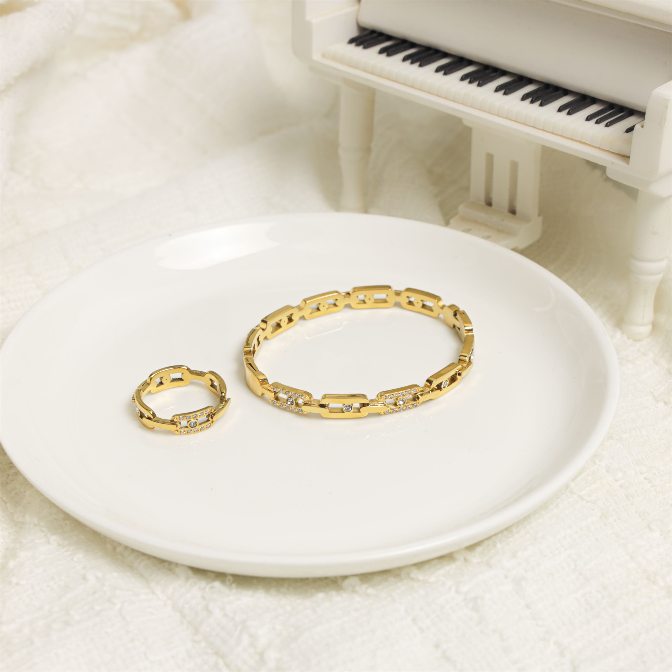 Bangle set Link Chains with Alt Stones