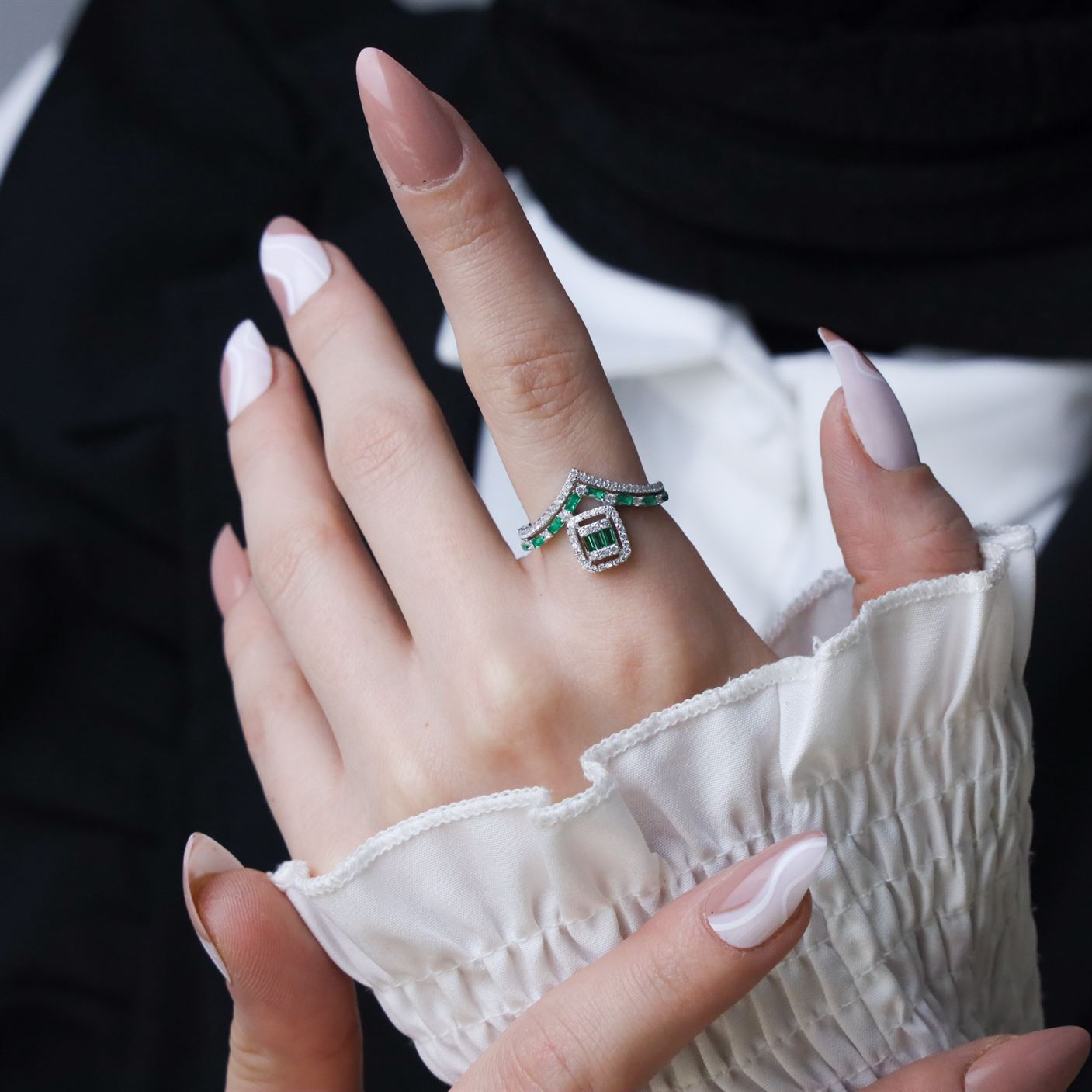 OS - FS colored Double v style squire ring