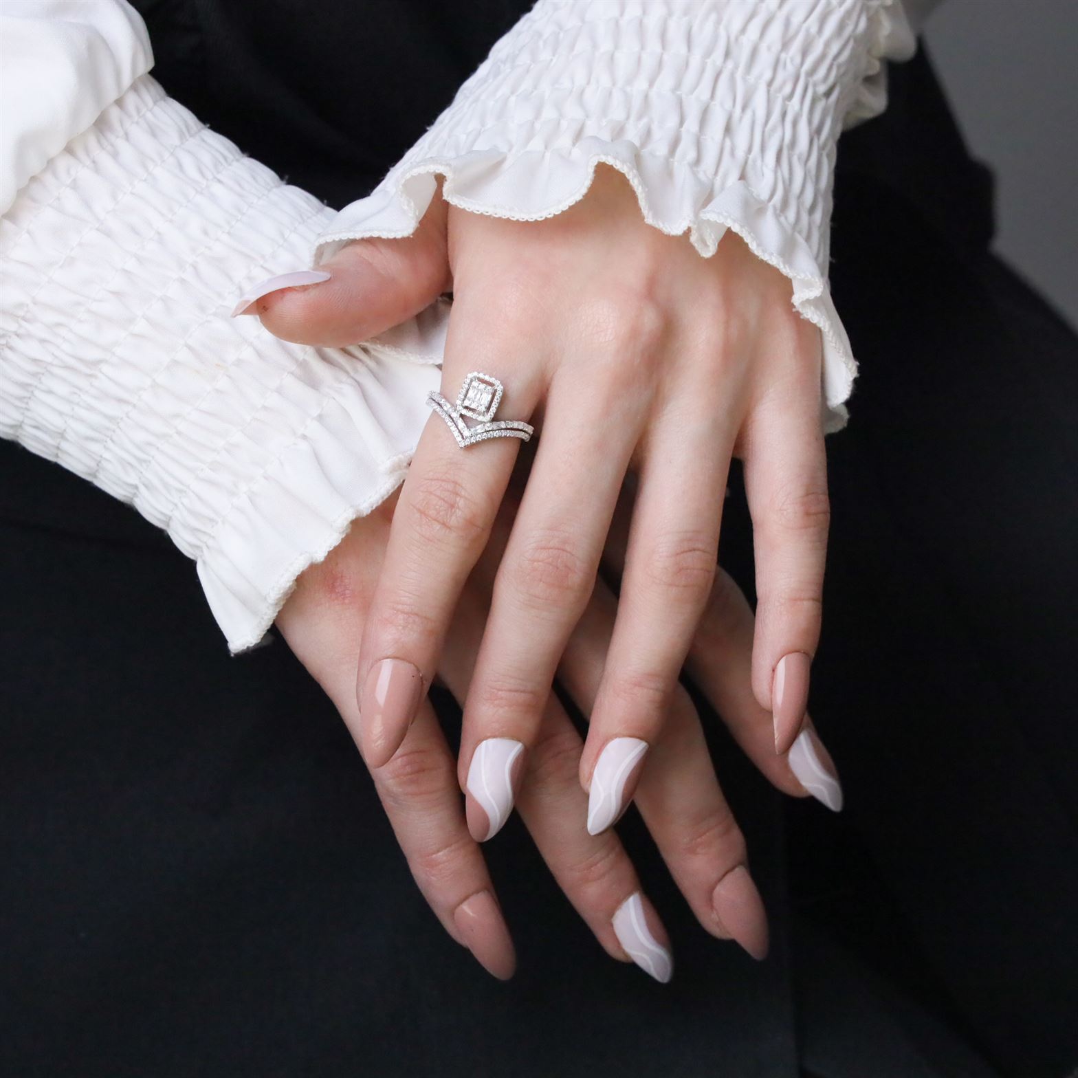 OS - FS colored Double v style squire ring