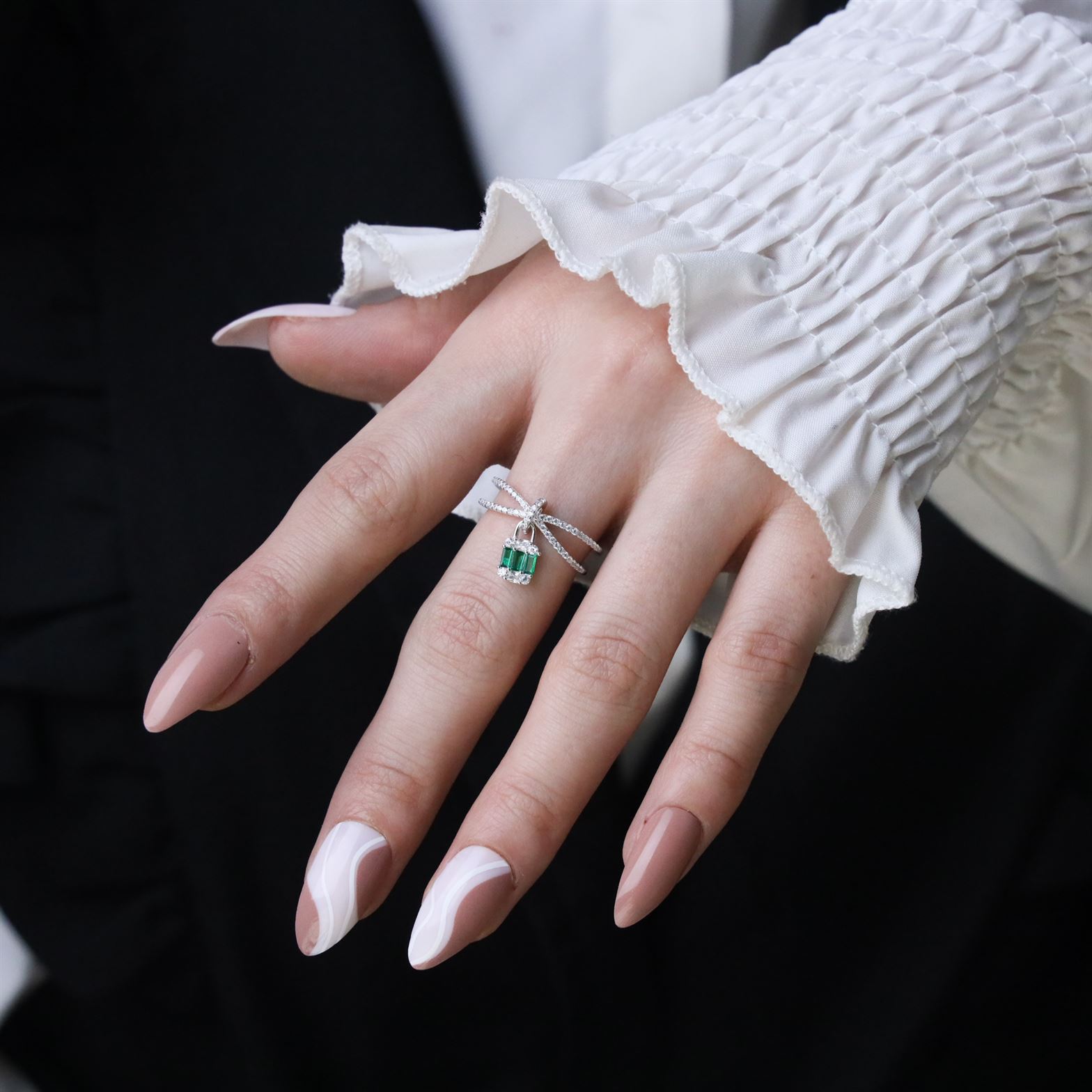 OS - FS X cross Colored hanging padlock Ring